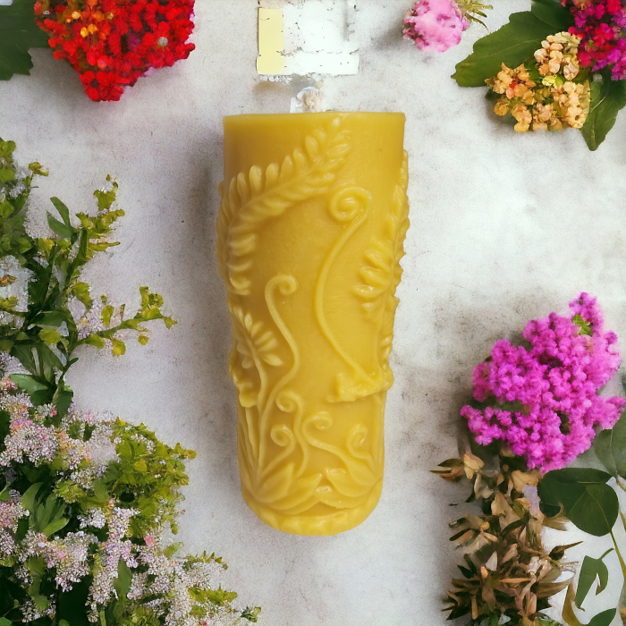 Fern Pillar 100% Pure Beeswax Candle | Copoco's Honey