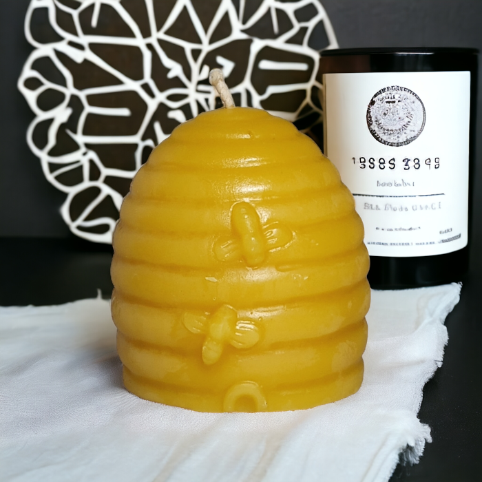 Skep With Bees Large 100% Pure Beeswax Candle | Copoco's Honey